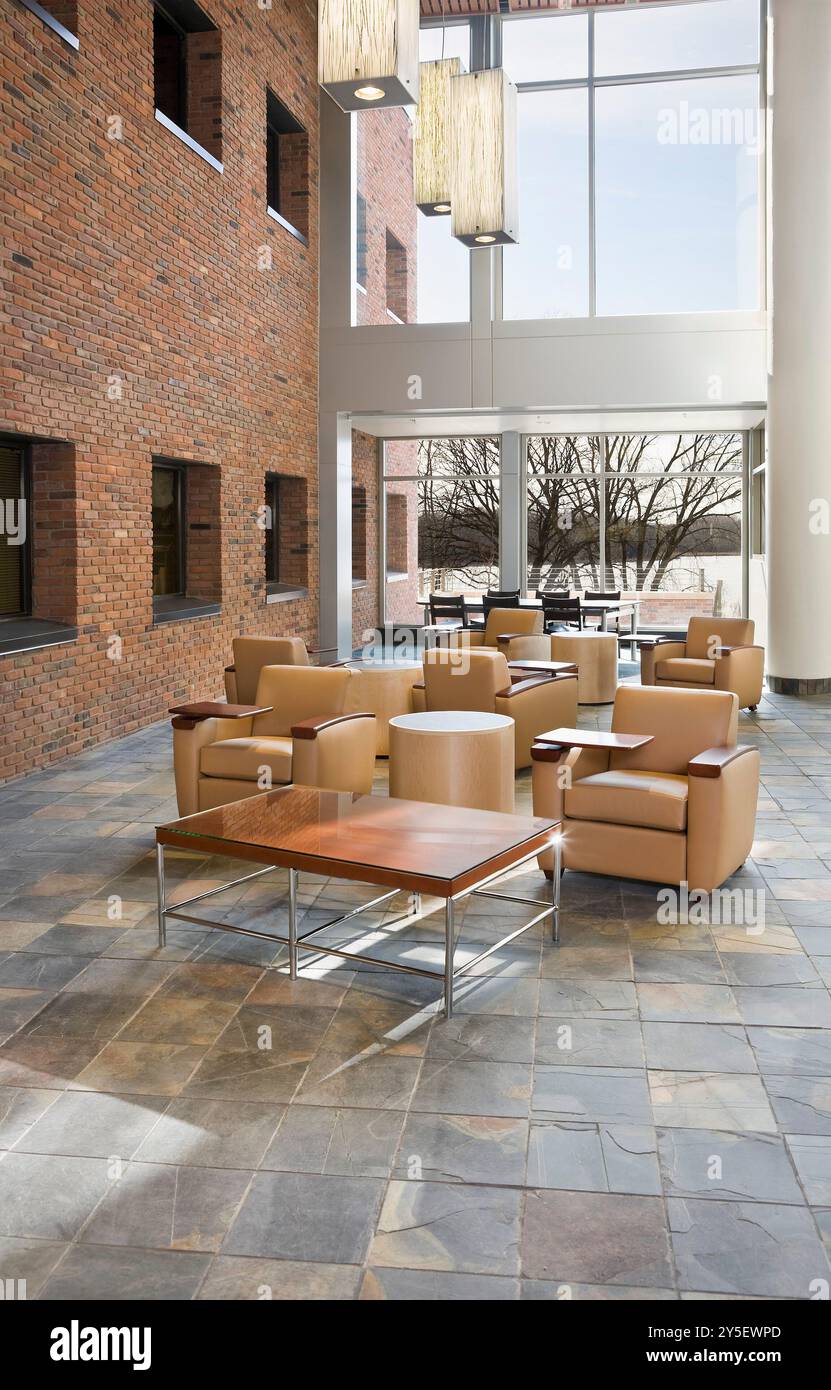 Entrance lobby with seating and large window Stock Photo - Alamy