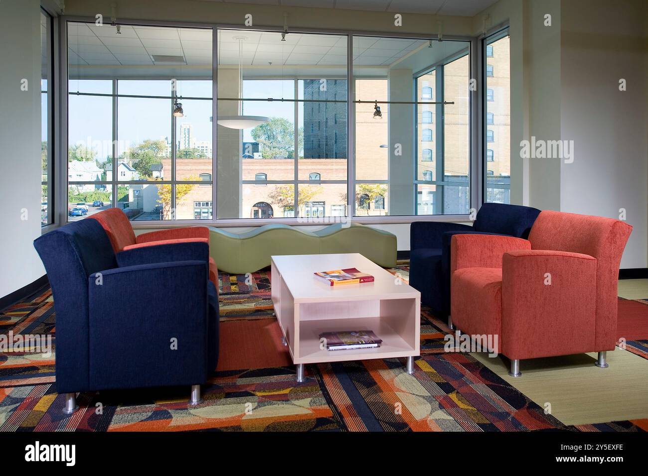 Seating area of new high school Stock Photo - Alamy