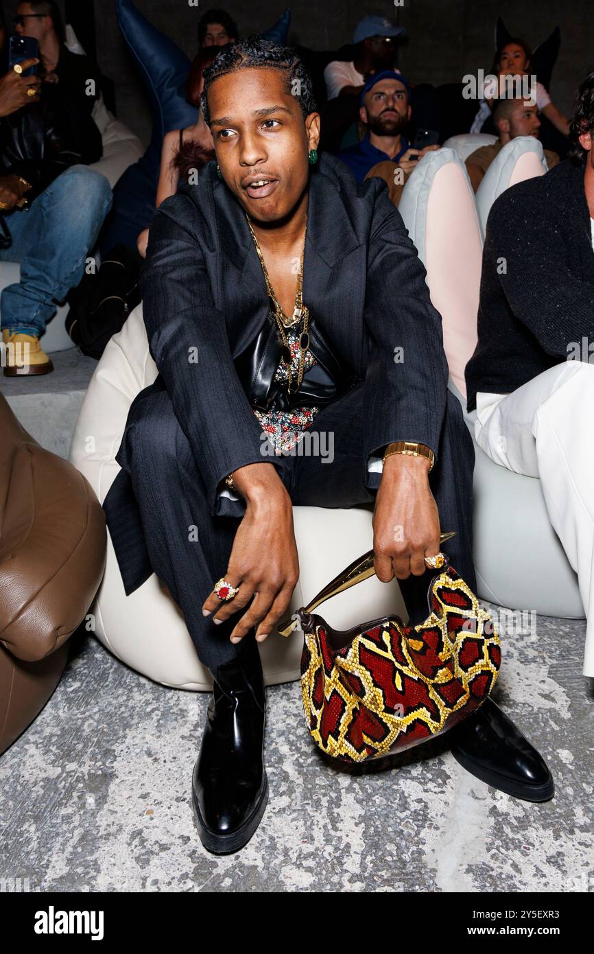 Milan, Italy. 21st Sep, 2024. ASAP Rocky attends I.N attends BOTTEGA ...