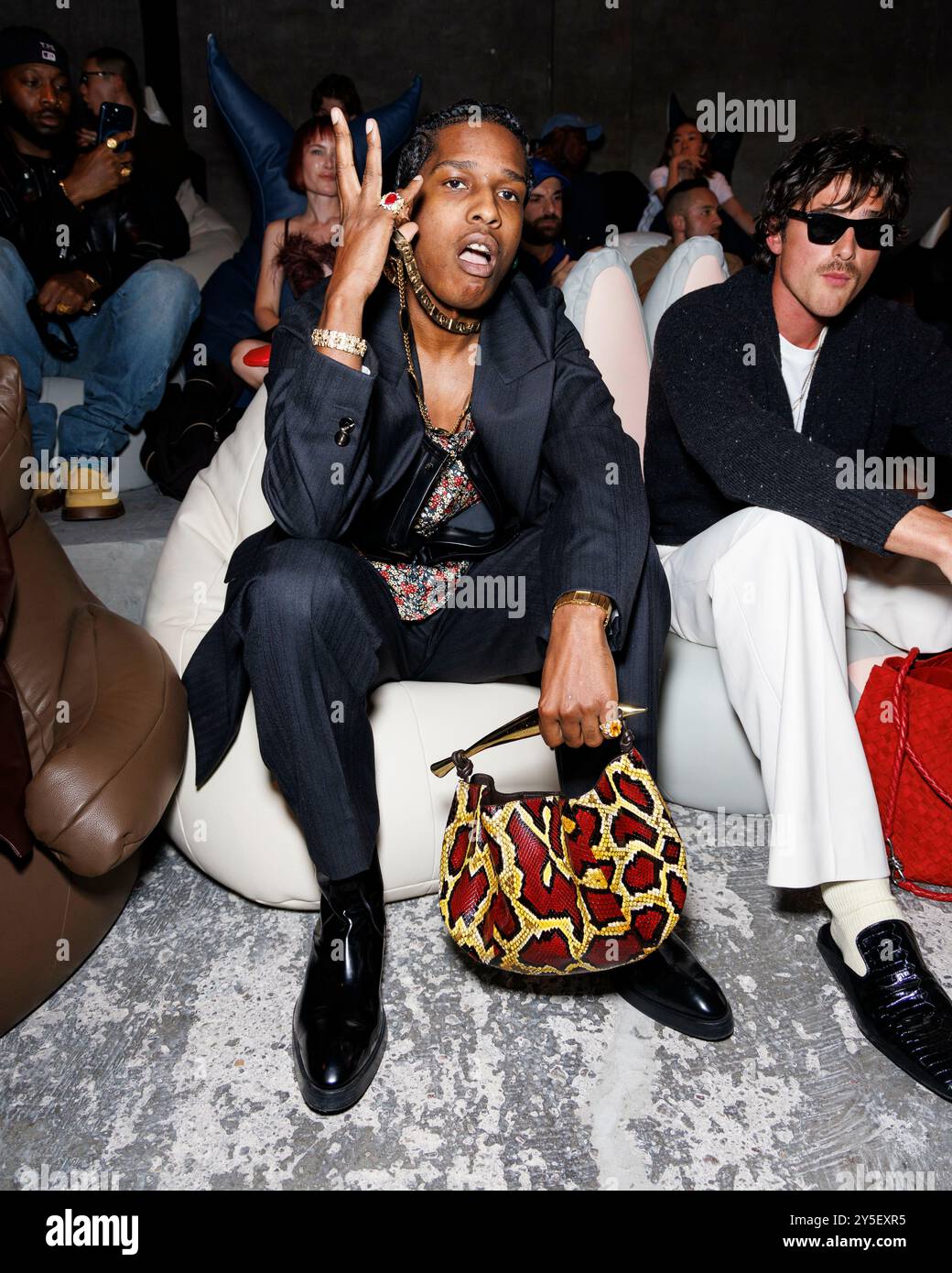 Milan, Italy. 21st Sep, 2024. ASAP Rocky attends I.N attends BOTTEGA ...