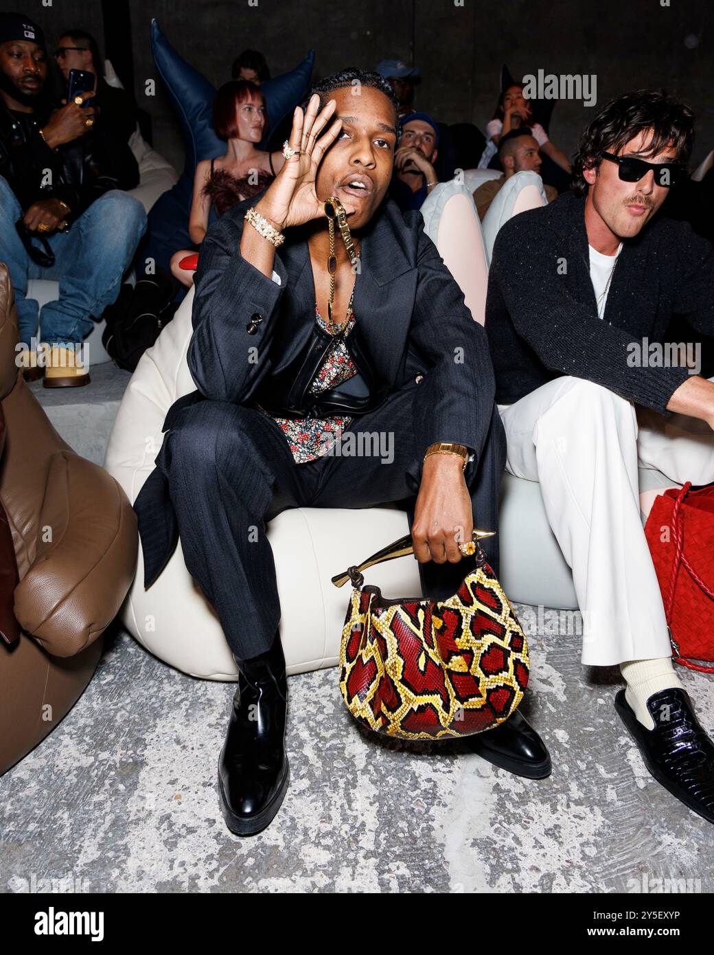 Milan, Italy. 21st Sep, 2024. ASAP Rocky attends I.N attends BOTTEGA ...