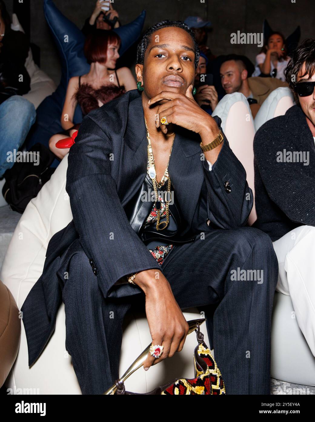 Milan, Italy. 21st Sep, 2024. ASAP Rocky attends I.N attends BOTTEGA ...