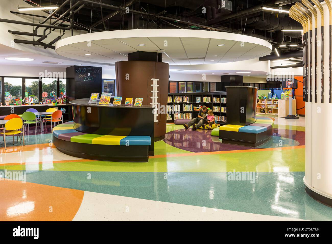 Library and reading area in play area of children's hospital with ...