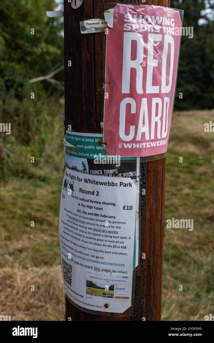 London, UK. 21st September, 2024. Posters advertise two local campaigns ...