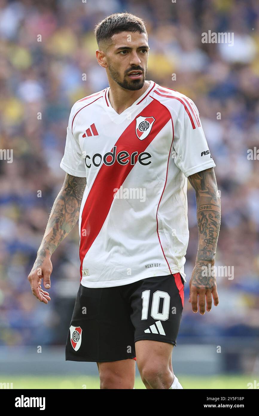 River Plate's midfielder Manuel Lanzini looks on during the Argentine ...
