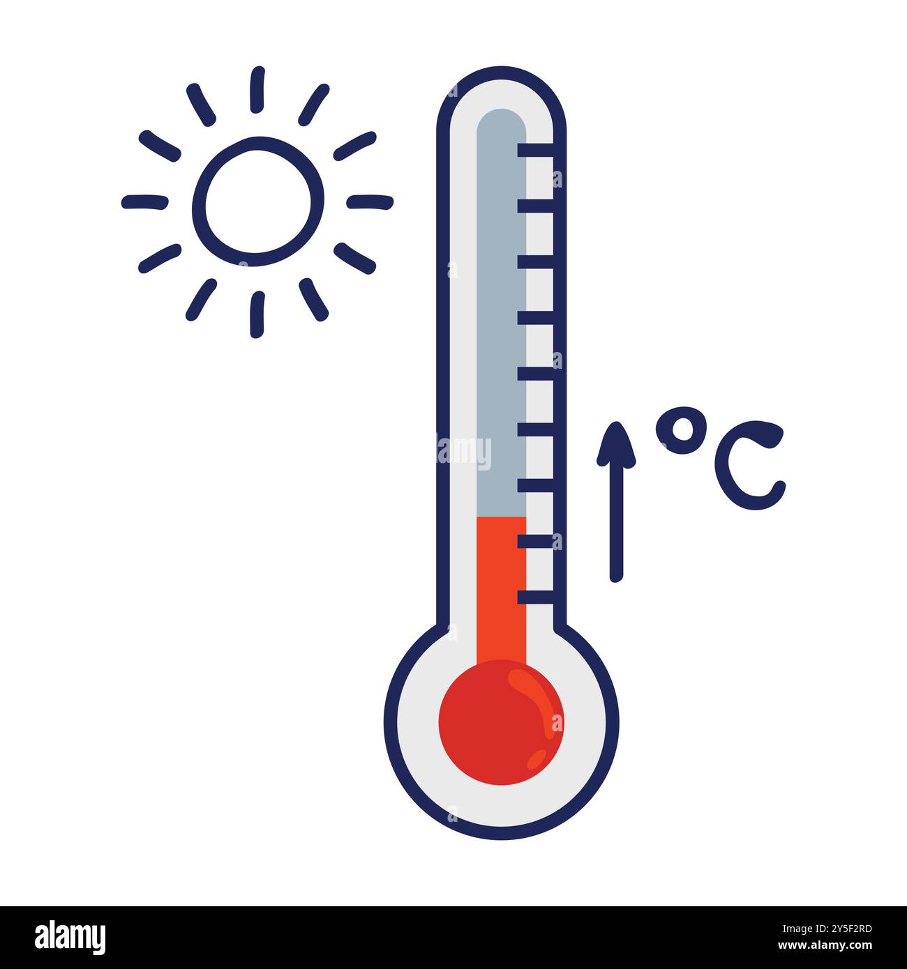 Thermometer with sun icon symbolizing season vector illustration Stock ...