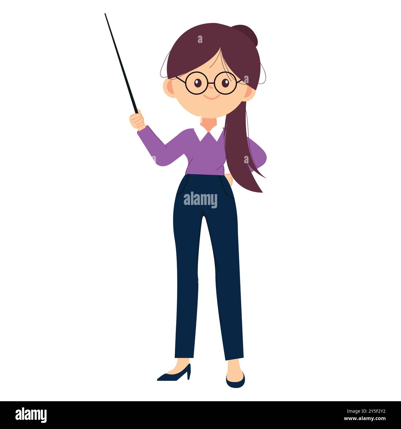 Young Female Teacher Instructing Students Illustration Stock Vector