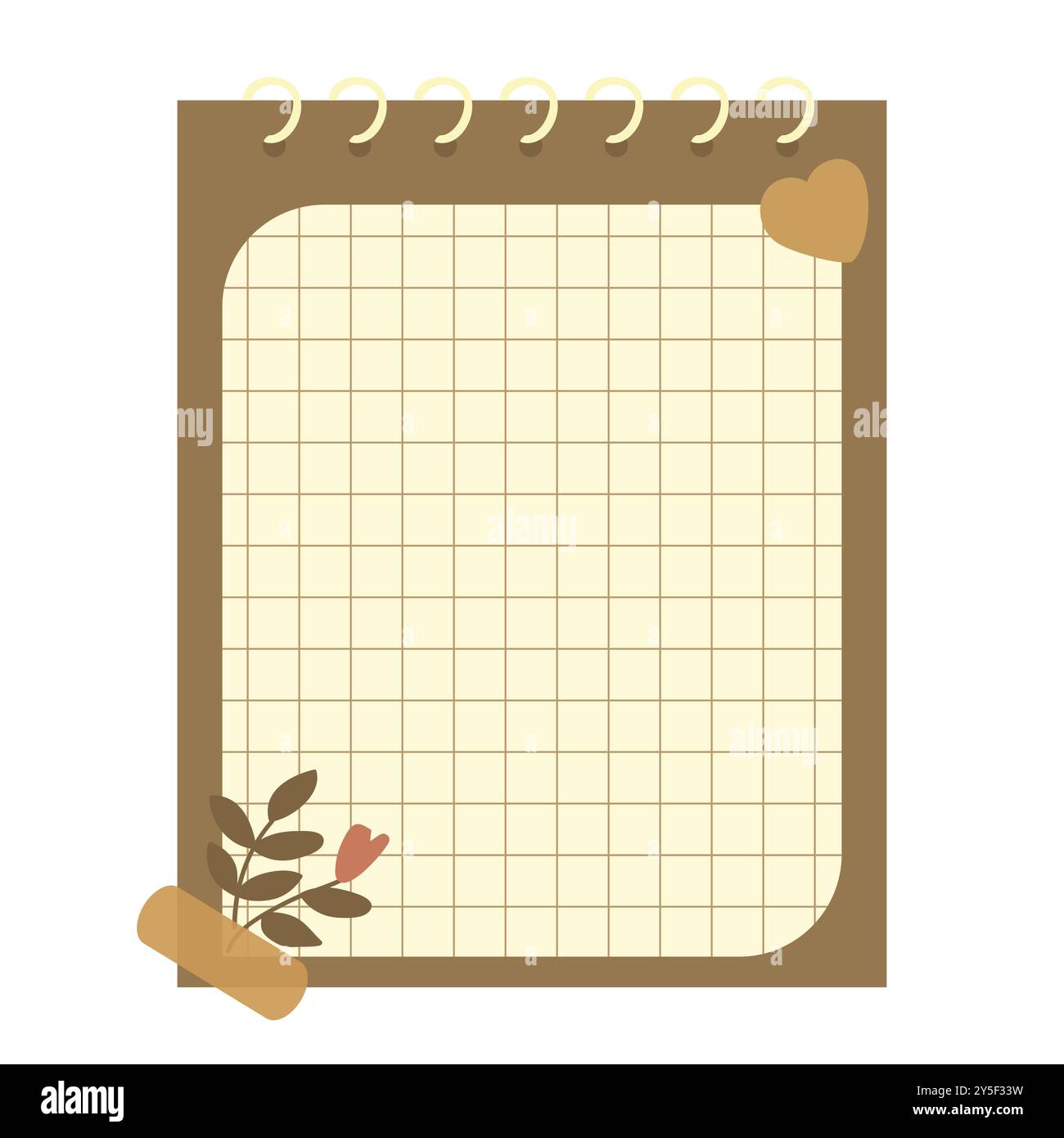 Sticker grid notes cute theme autumn brown pastel with leaves and ...