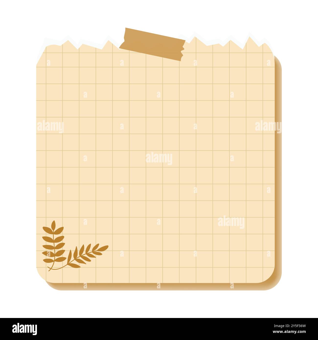 Sticker grid notes cute theme autumn brown leaves Stock Vector Image ...