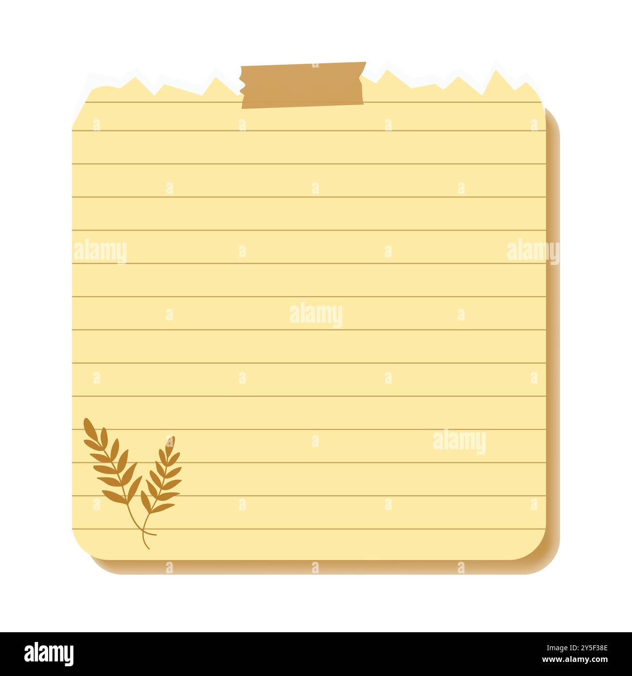 Sticker lines notes cute theme autumn brown leaves Stock Vector Image ...