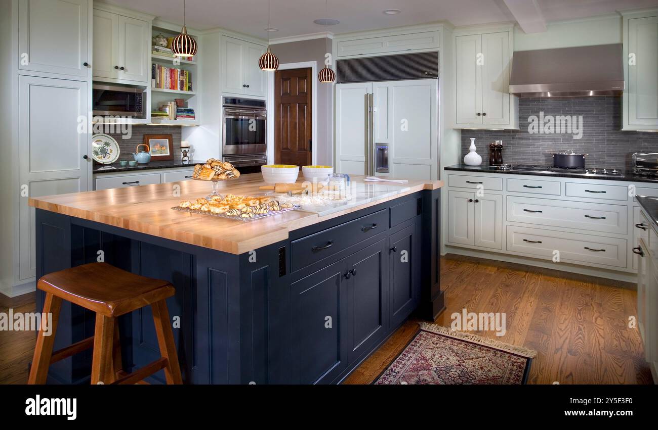 Kitchen island with butcher block top hi-res stock photography and ...