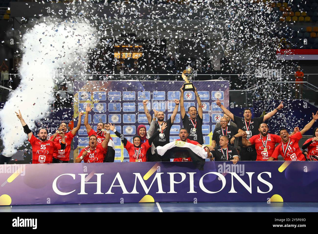Cairo, Egypt. 21st Sep, 2024. Members of team Egypt celebrate after ...