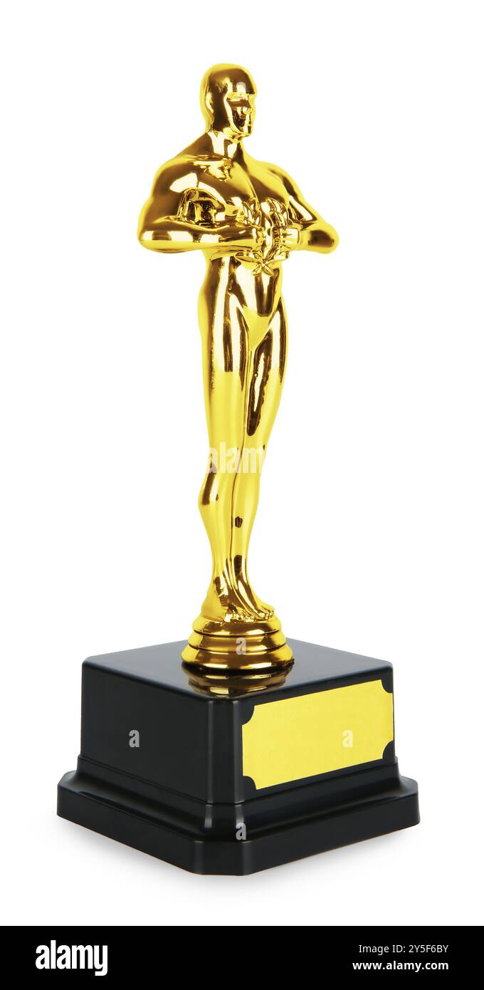One golden Oscar award isolated on white Stock Photo - Alamy