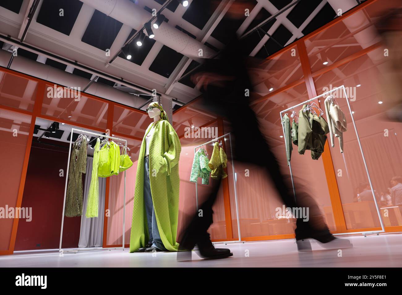 Milan, Italy. 21st Sep, 2024. This photo shows creations of Gucci women ...
