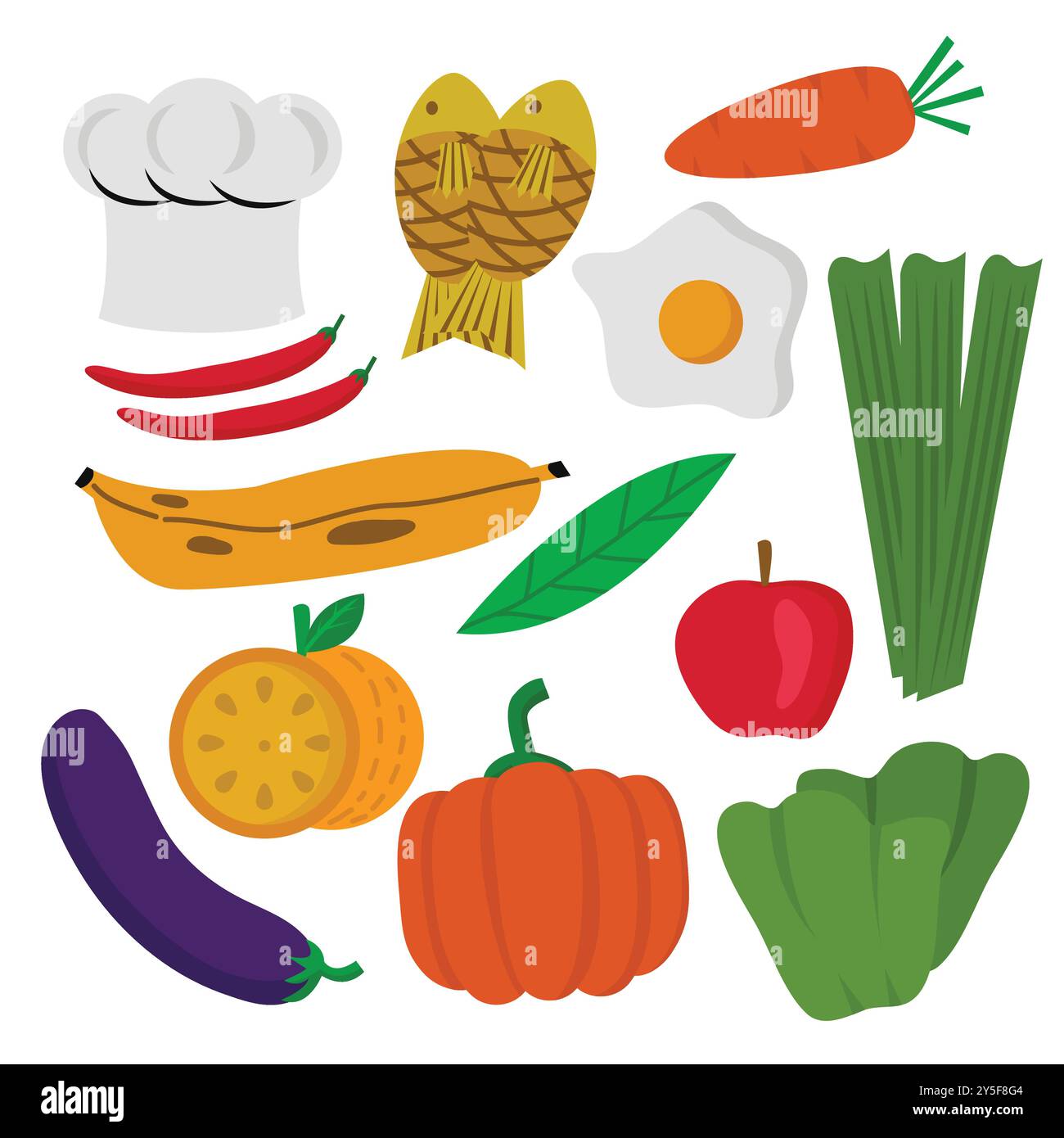 Flat design of foods ,fruits and vegetables collection.Vector ...