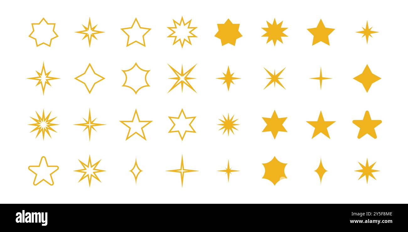 Star collection .Star vector icons.Golden set of star. Modern simple ...