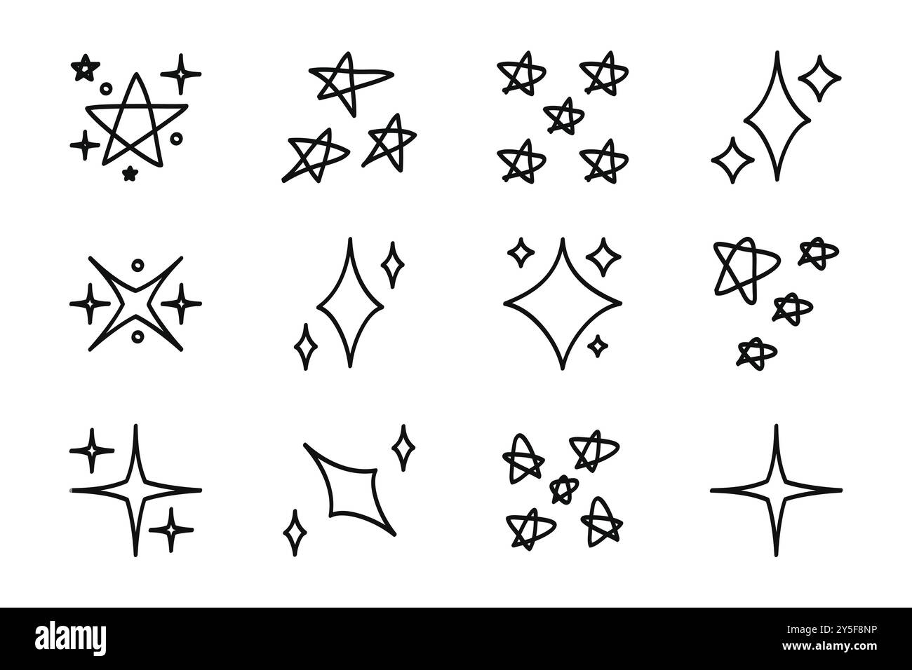 Hand drawn outline doodle star collection .Vector illustration Stock ...