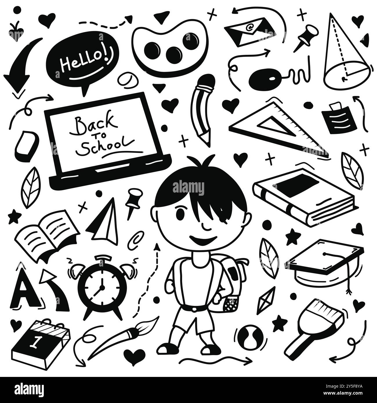 Hand drawn doodle Back To School illustration.Vector illustration Stock ...