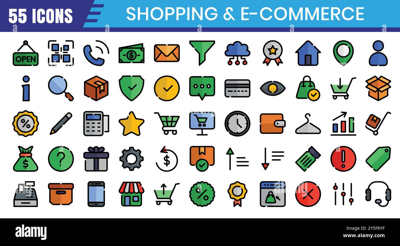 E-Commerce filled outline icons set. Online shopping icon collection ...