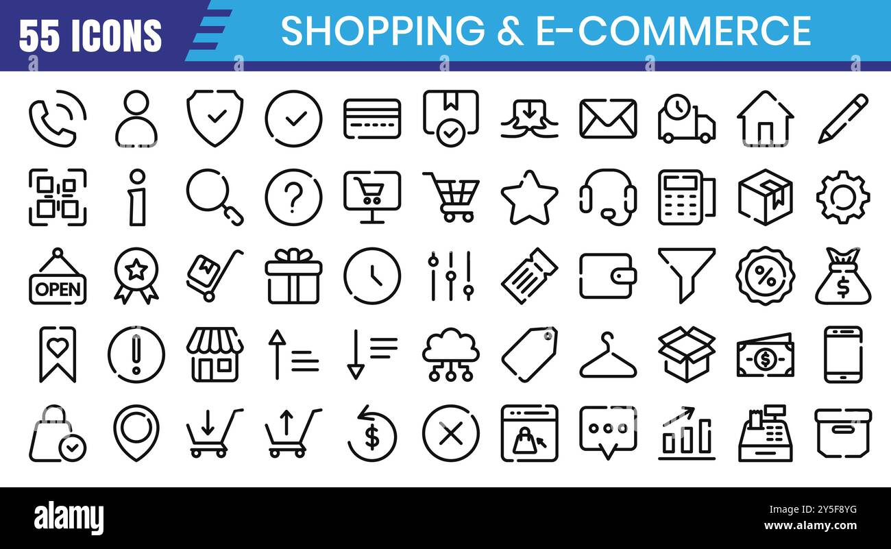 E-Commerce outline icons set. Online shopping outline icon collection ...