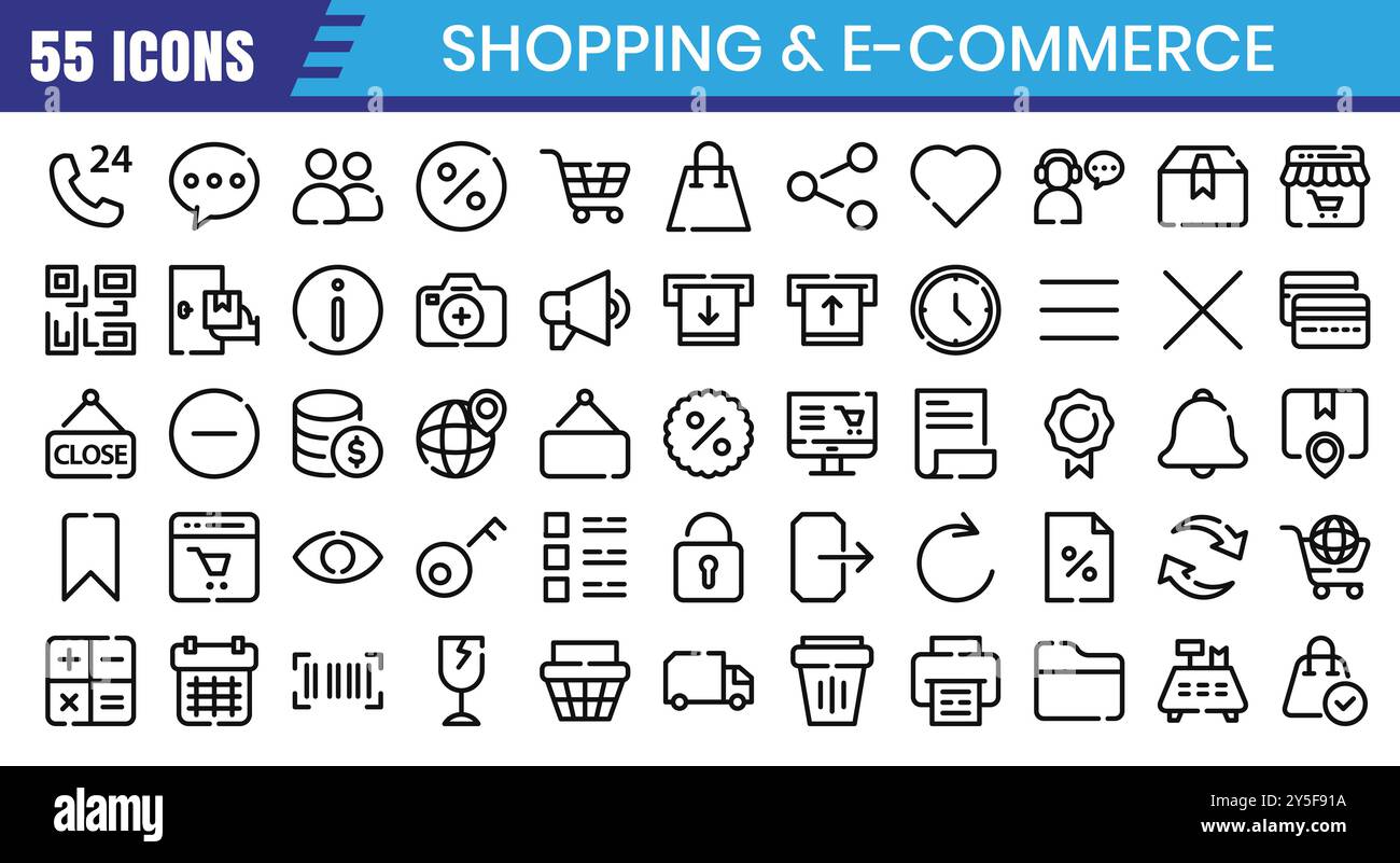 E-Commerce outline icons set. Online shopping outline icon collection ...