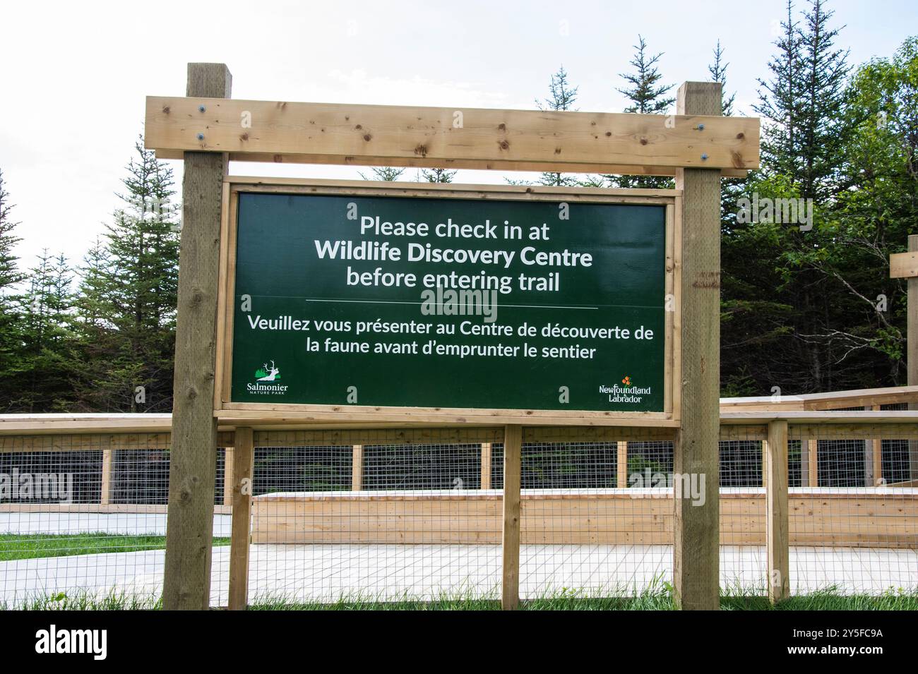 Instructions to check in sign before entering trail at Salmonier Nature ...