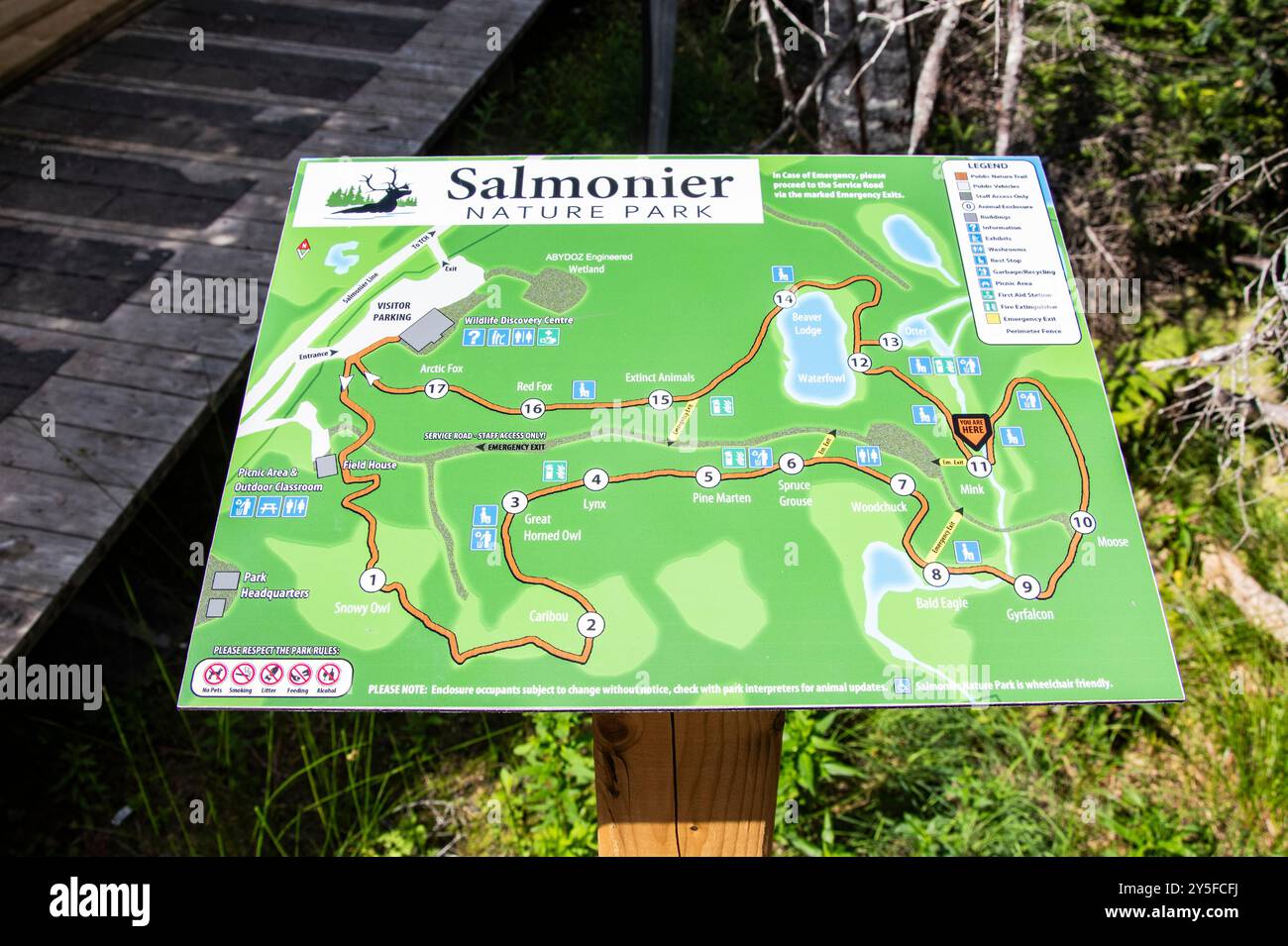 Map sign of Salmonier Nature Park on NL 90 in Holyrood, Newfoundland ...