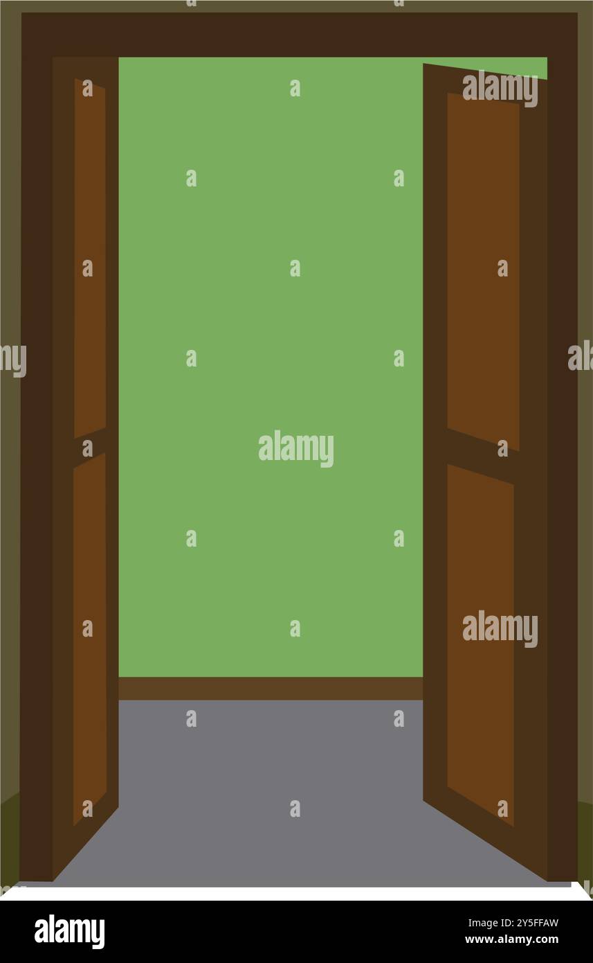 Open door flat cartoon design simple entrance vector illustration ...