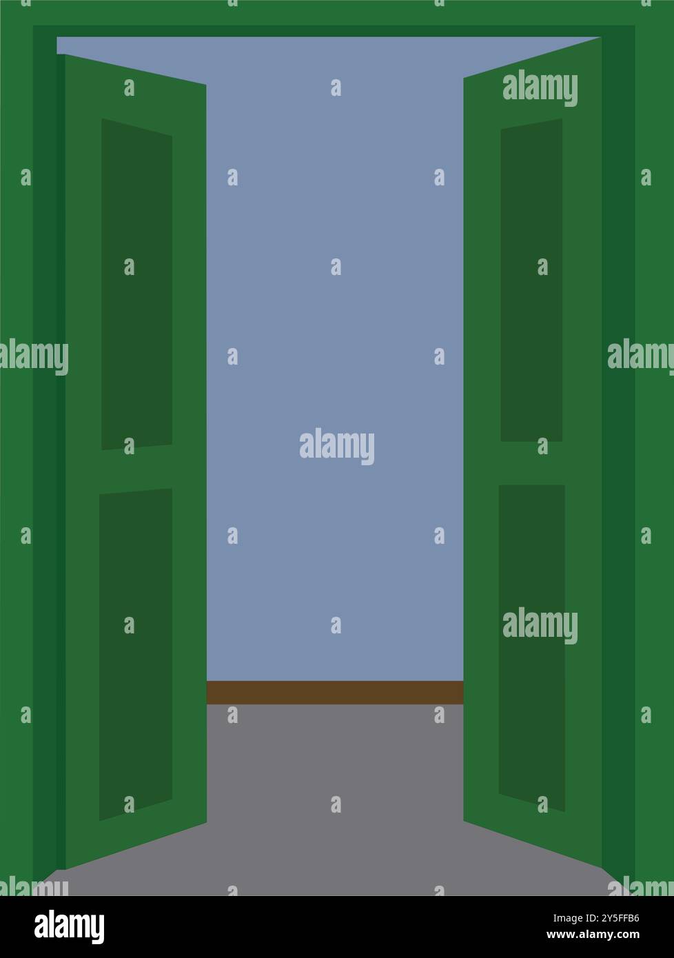 Open wooden door animation. 2d cartoon house entrance. Green wooden ...