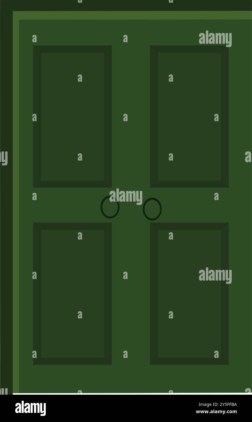 Green minimal wooden door design. front view door vector illustration ...