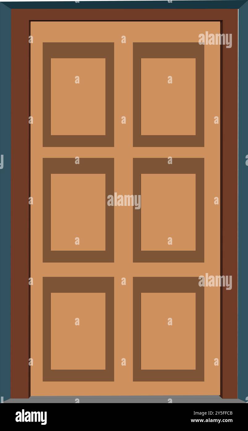 Brown Wooden Front Door Illustration. Exterior House Door Vector ...
