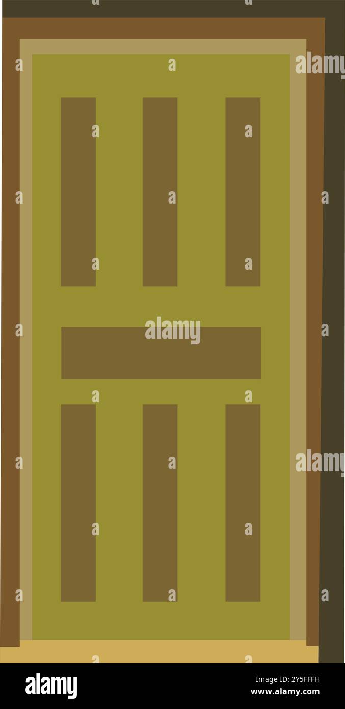 modern simple wooden closed door with door frame vector illustration ...