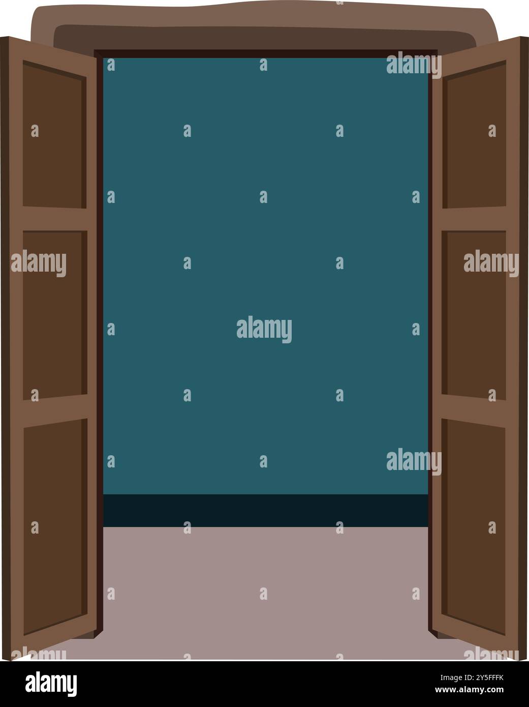 brown open door with door frame vector design. front gate symbol ...