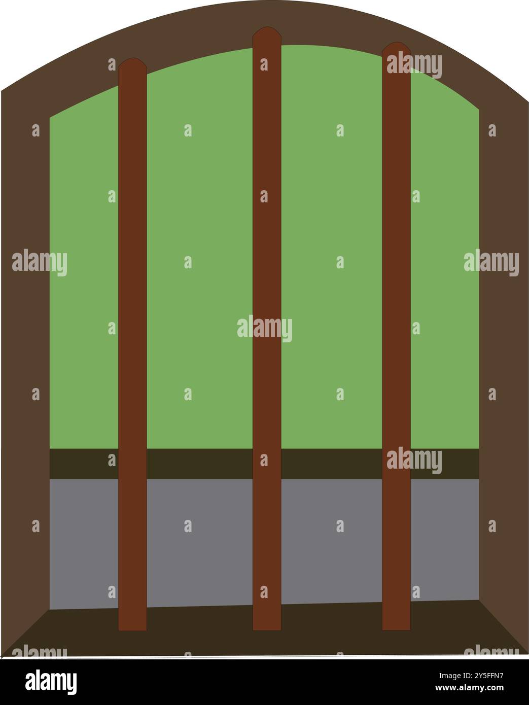 Indian window design with arch. Wooden window Icon isolated on white ...