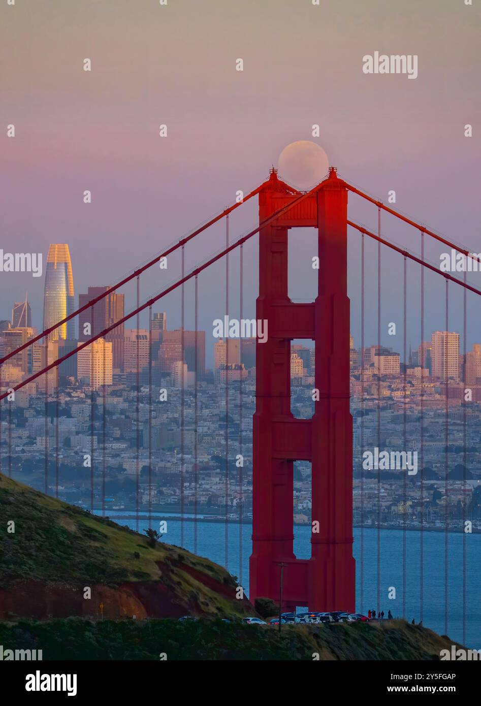 Moon Rise over Golden Gate Bridge Stock Photo - Alamy