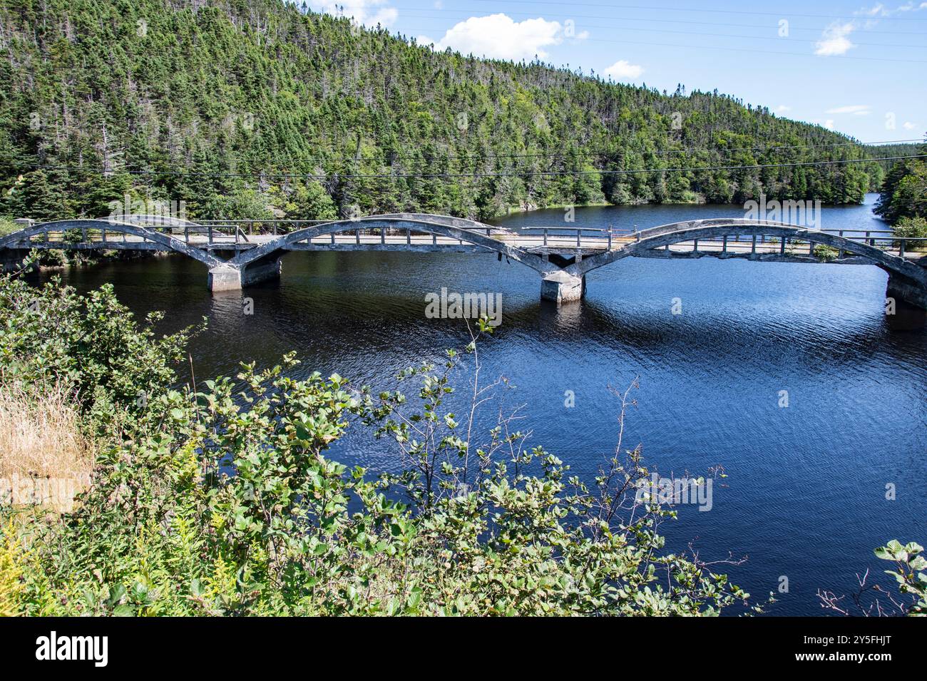 Abandoned dilapidated concrete bridge on NL 90 in Forest Field ...