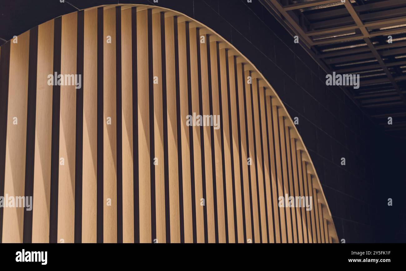 A structure featuring wooden slats on construction site contributing to ...