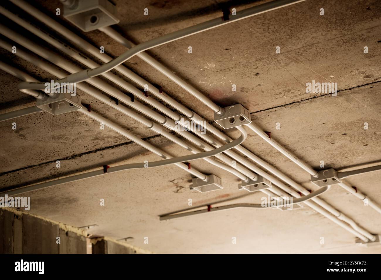 The electrical wiring at the construction site is completed and ...