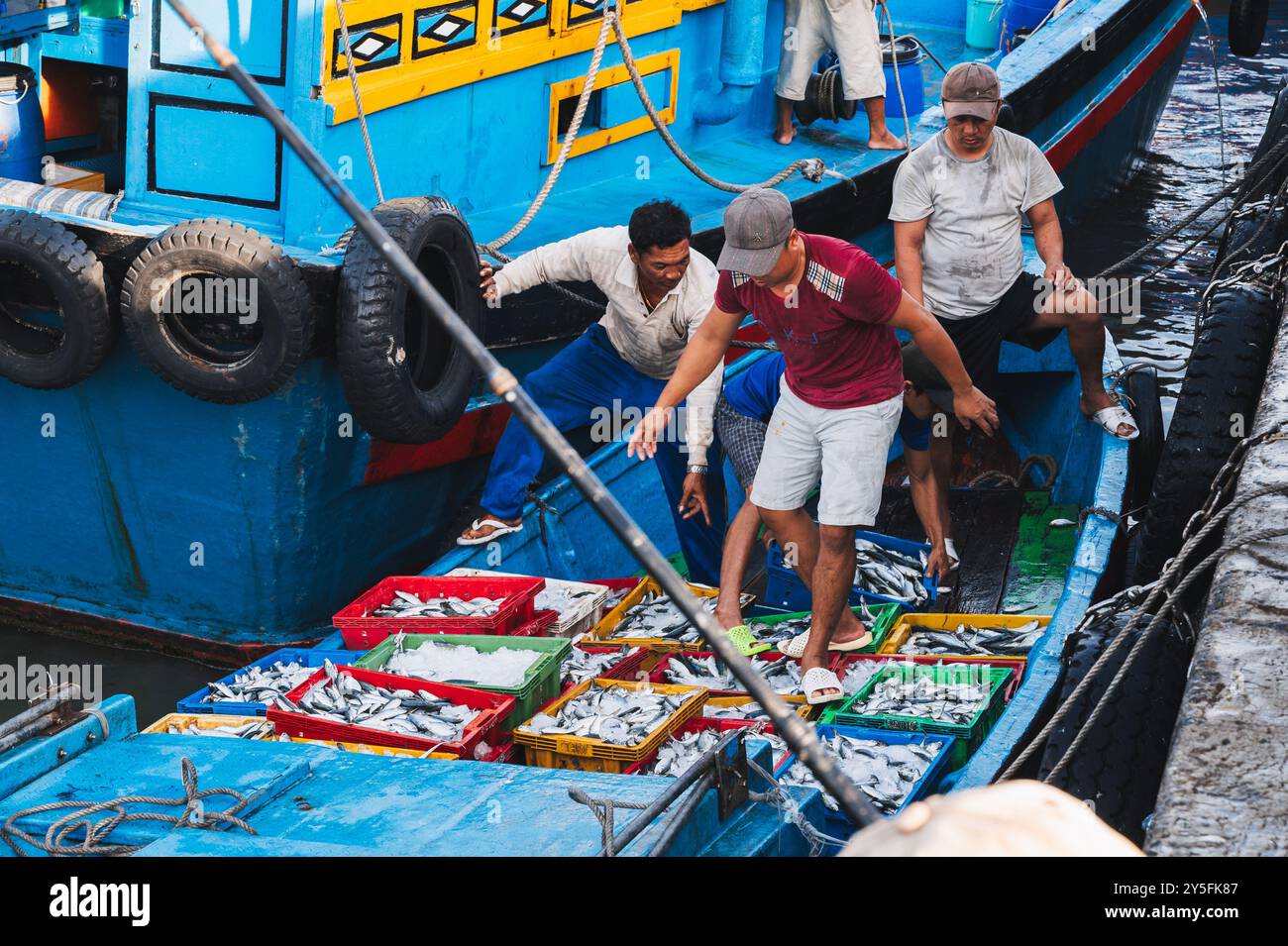 Vietnamese marine fishing ship a vessel with Vietnamese fishermen at ...