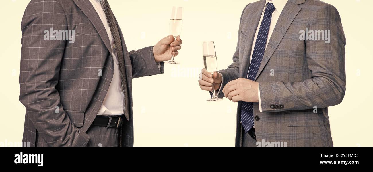 two businessmen partner celebrating business deal with champagne ...