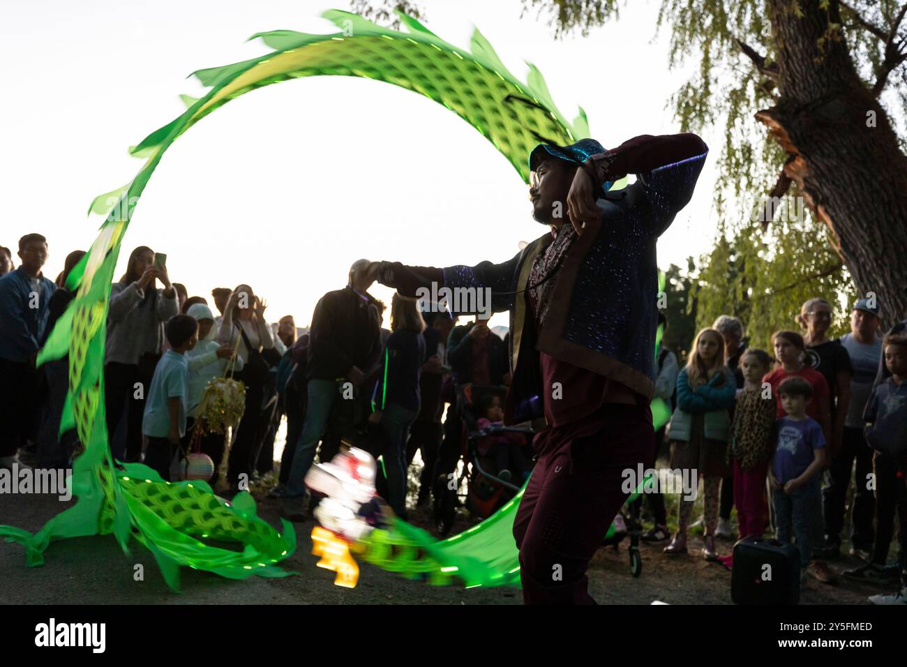 Seattle, Washington, USA. 21st September, 2024. Artist Wei Dai performs ...