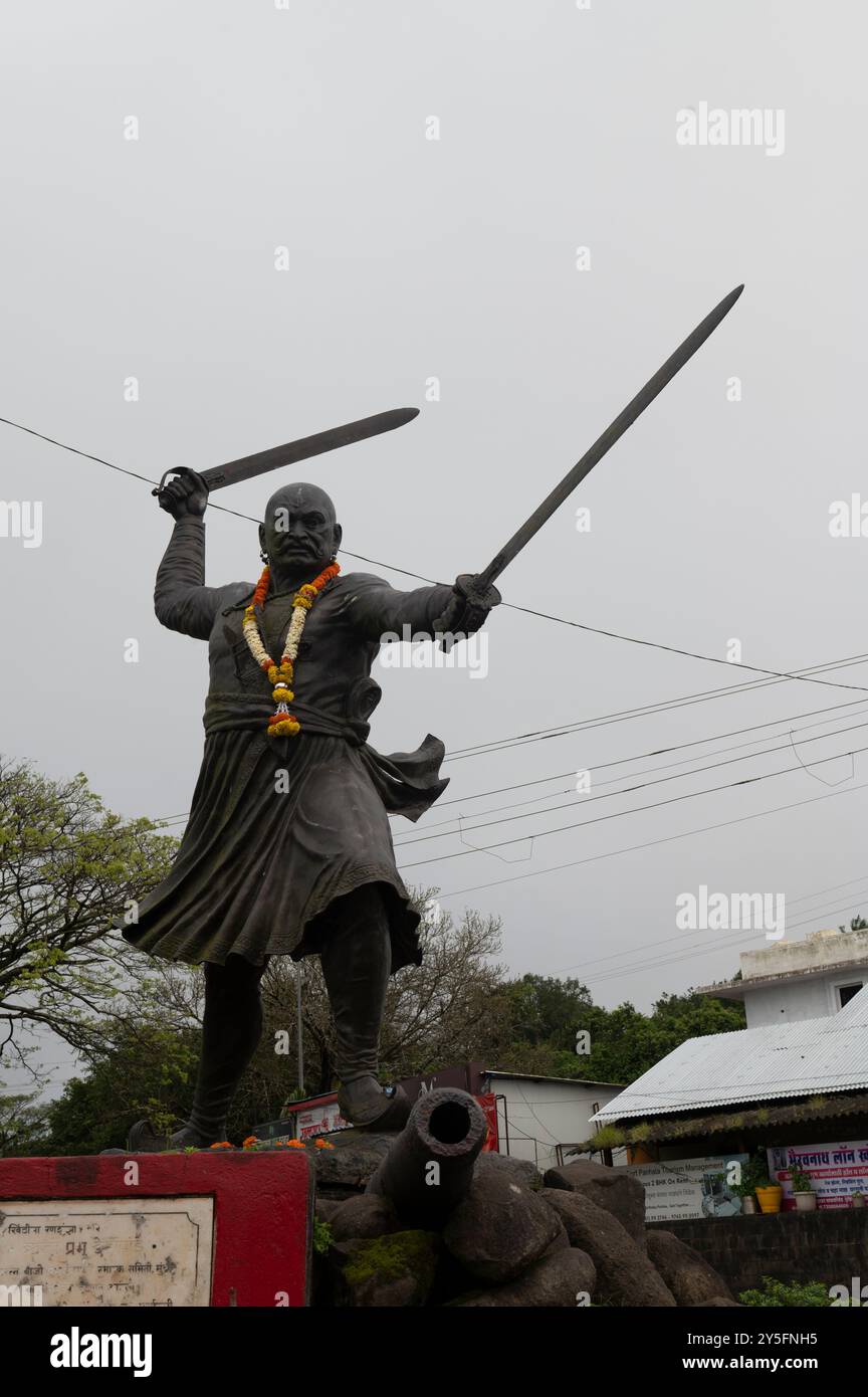 Kolhapur , India - 8 September 2024 Statue of Veer Baji Prabhu ...