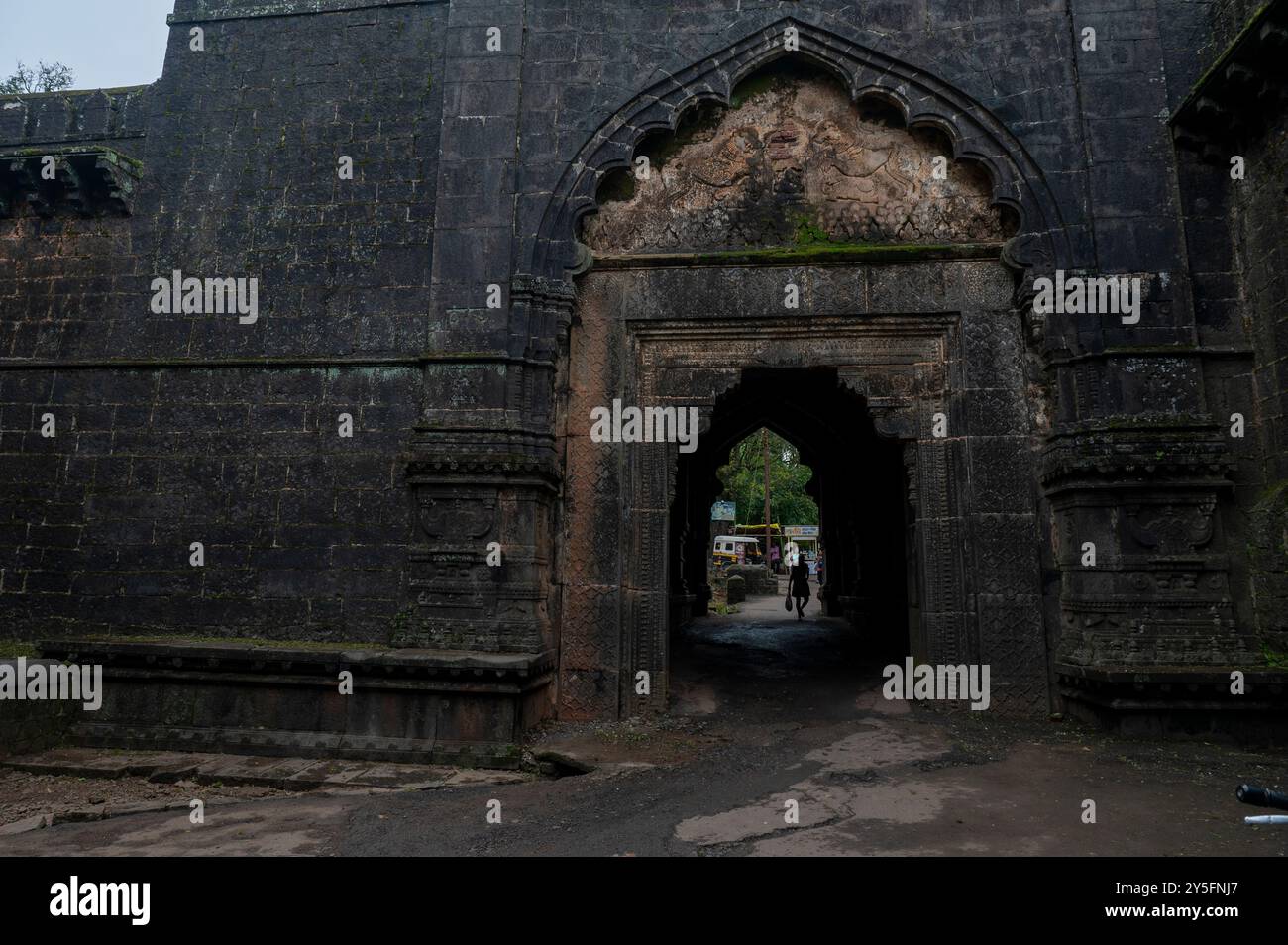 Kolhapur , India - 8 September 2024 Ruins of Inner gate of Teen darwaza ...