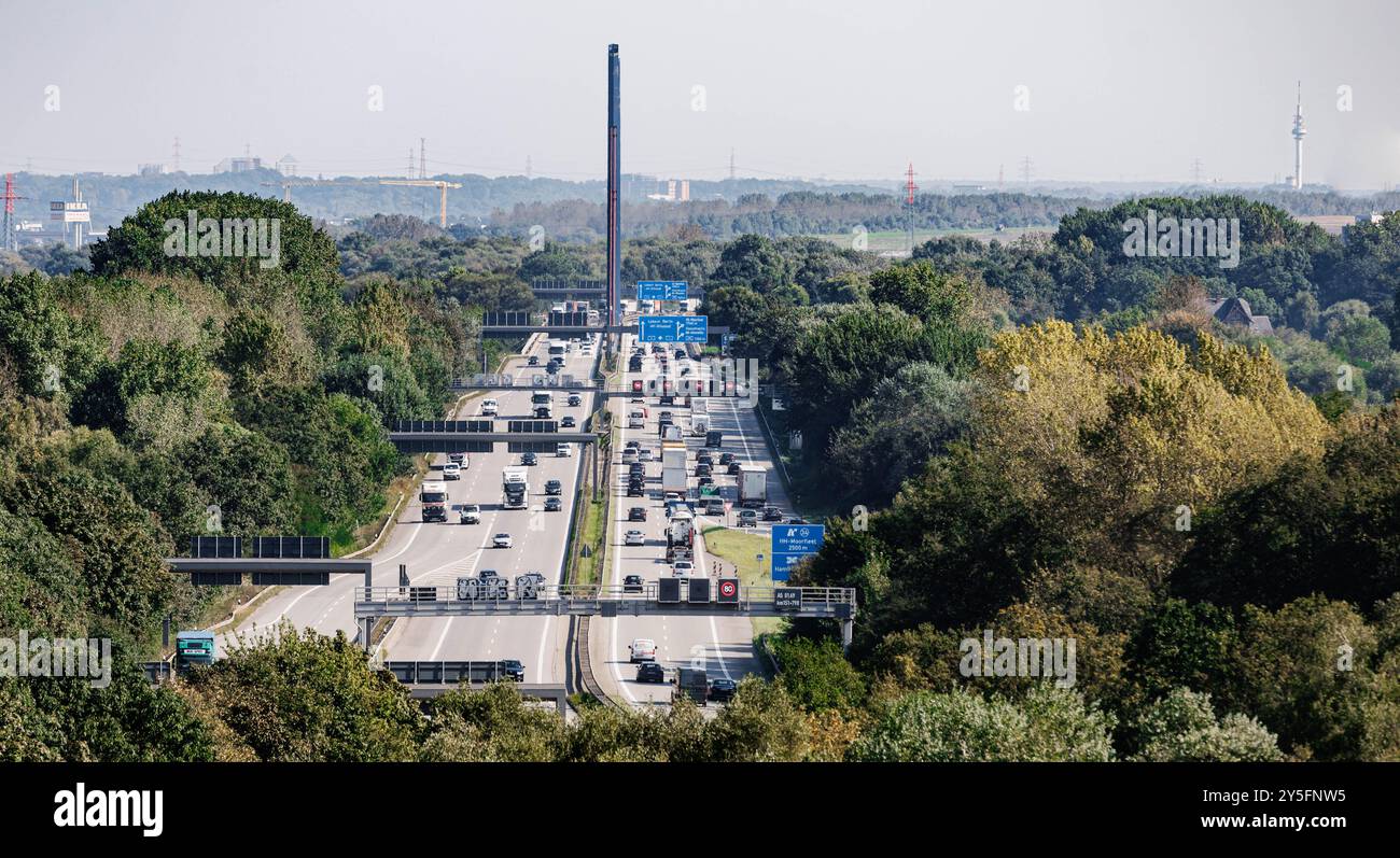 Hamburg, Germany. 20th Sep, 2024. View of the Norderelb bridge on the ...