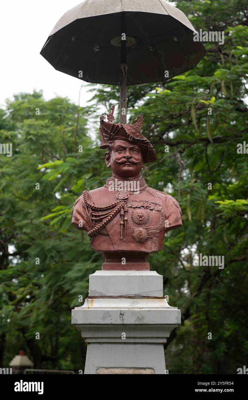 Kolhapur , India - 9 September 2024 Statue of Chhatrapati Shahaji at royal palace Kolhapur in ...