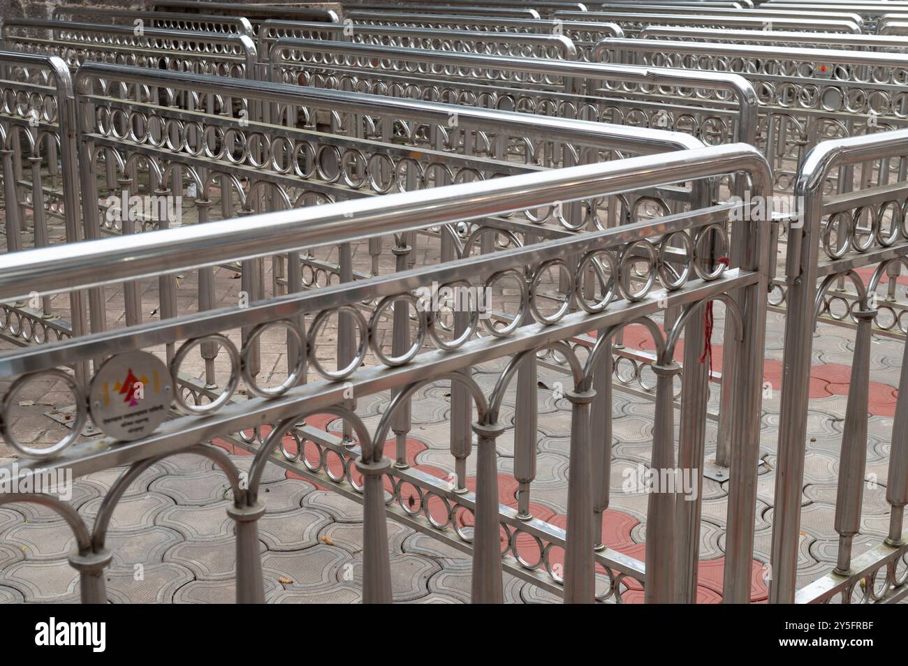 Kolhapur , India - 9 September 2024 Steel boundary railing for the ...