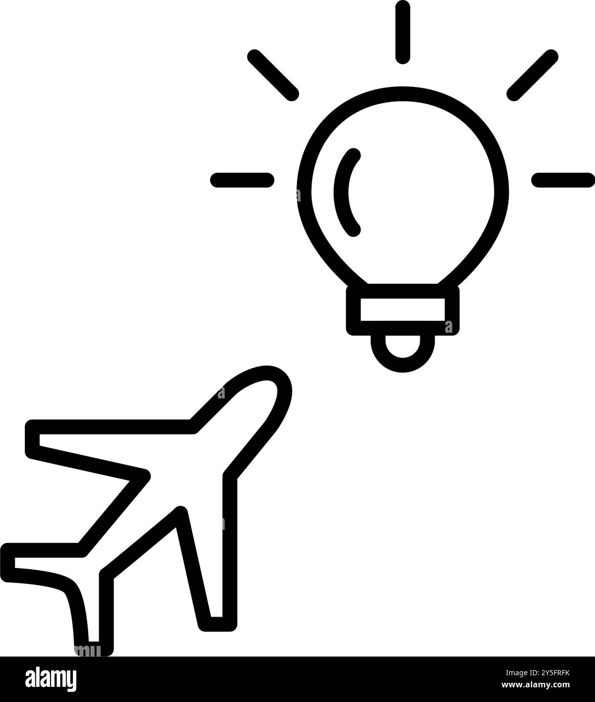 Flying airplane and light bulb. Setting high goals and achieving ...