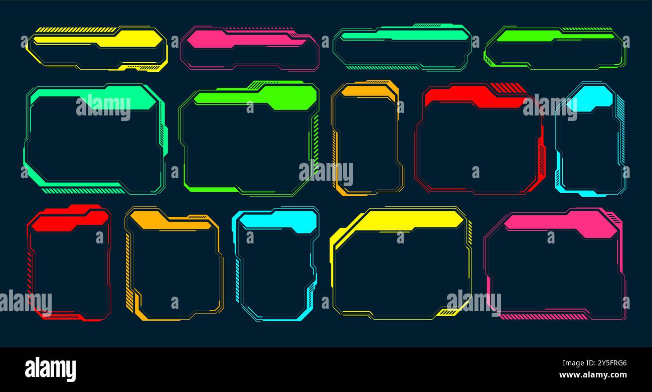 Futuristic HUD or UI elements. Sci-fi user interface text boxes ...
