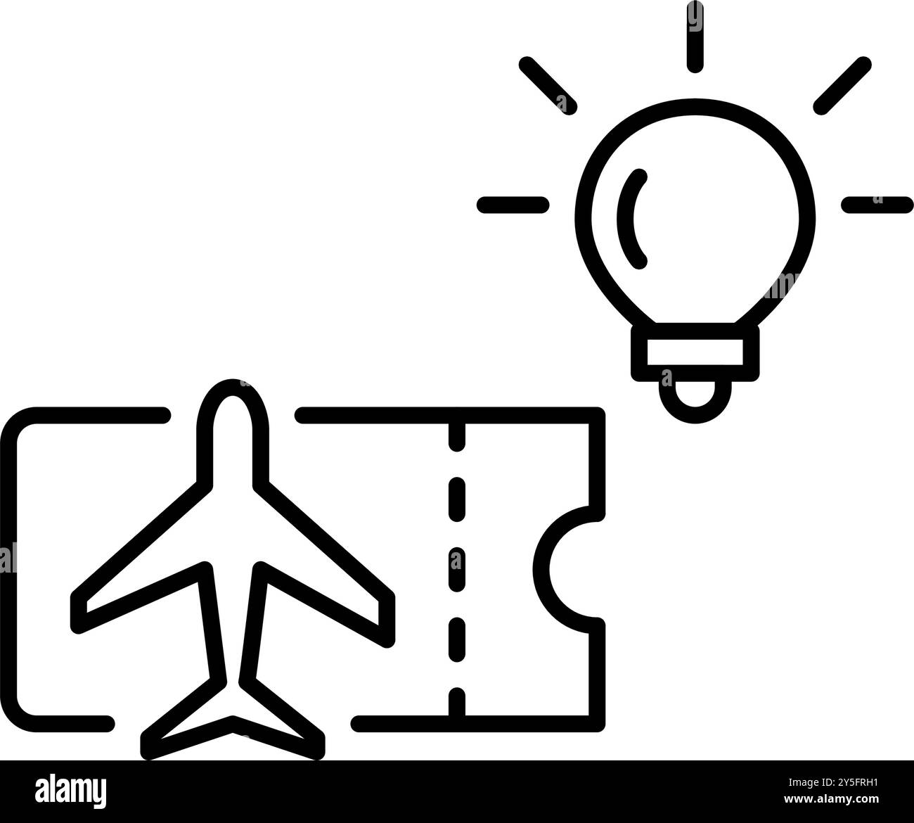 Plane ticket and light bulb. Travel destination ideas and inspiration ...