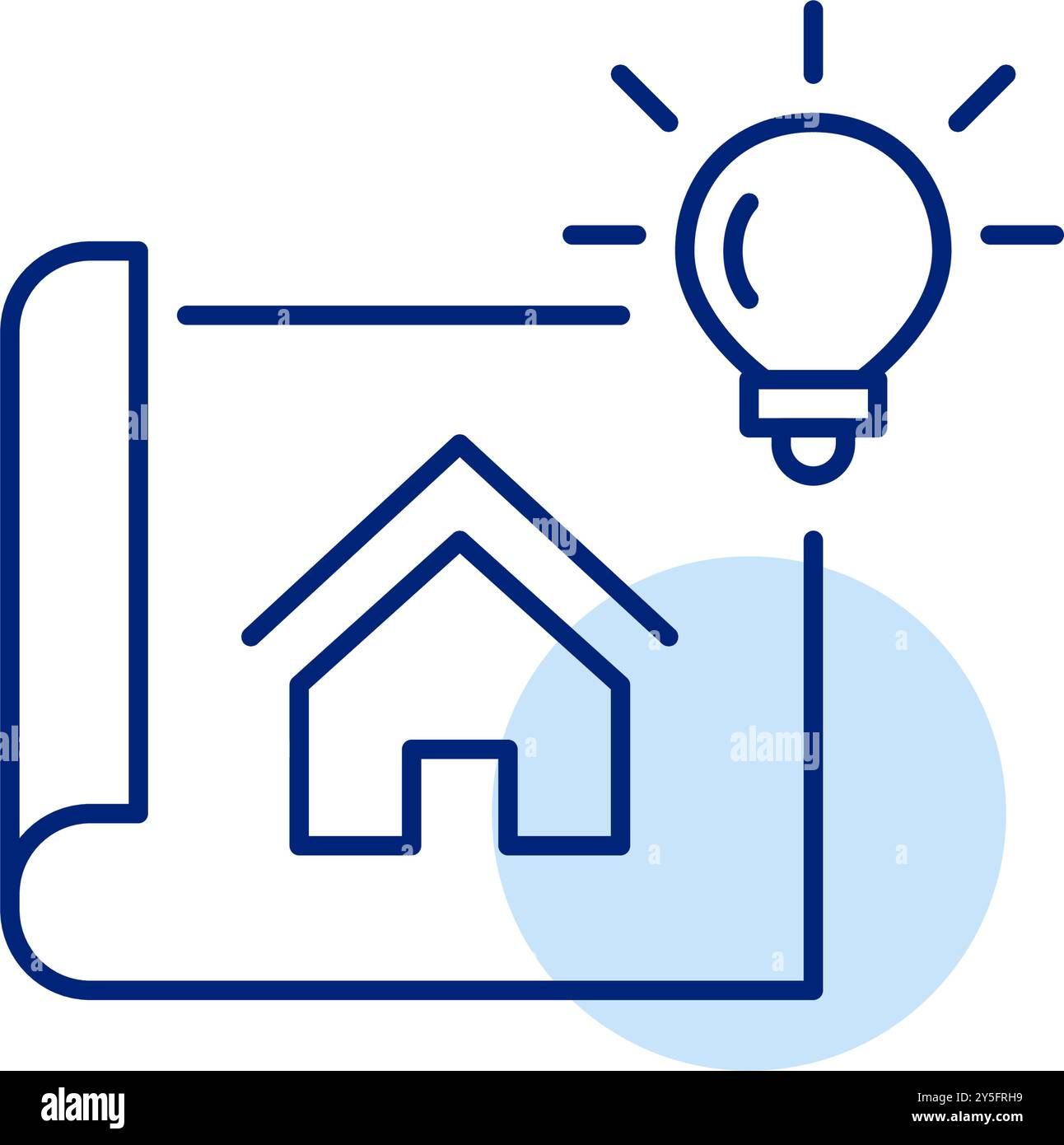 House blueprint and light bulb. Innovative architecture and design ...